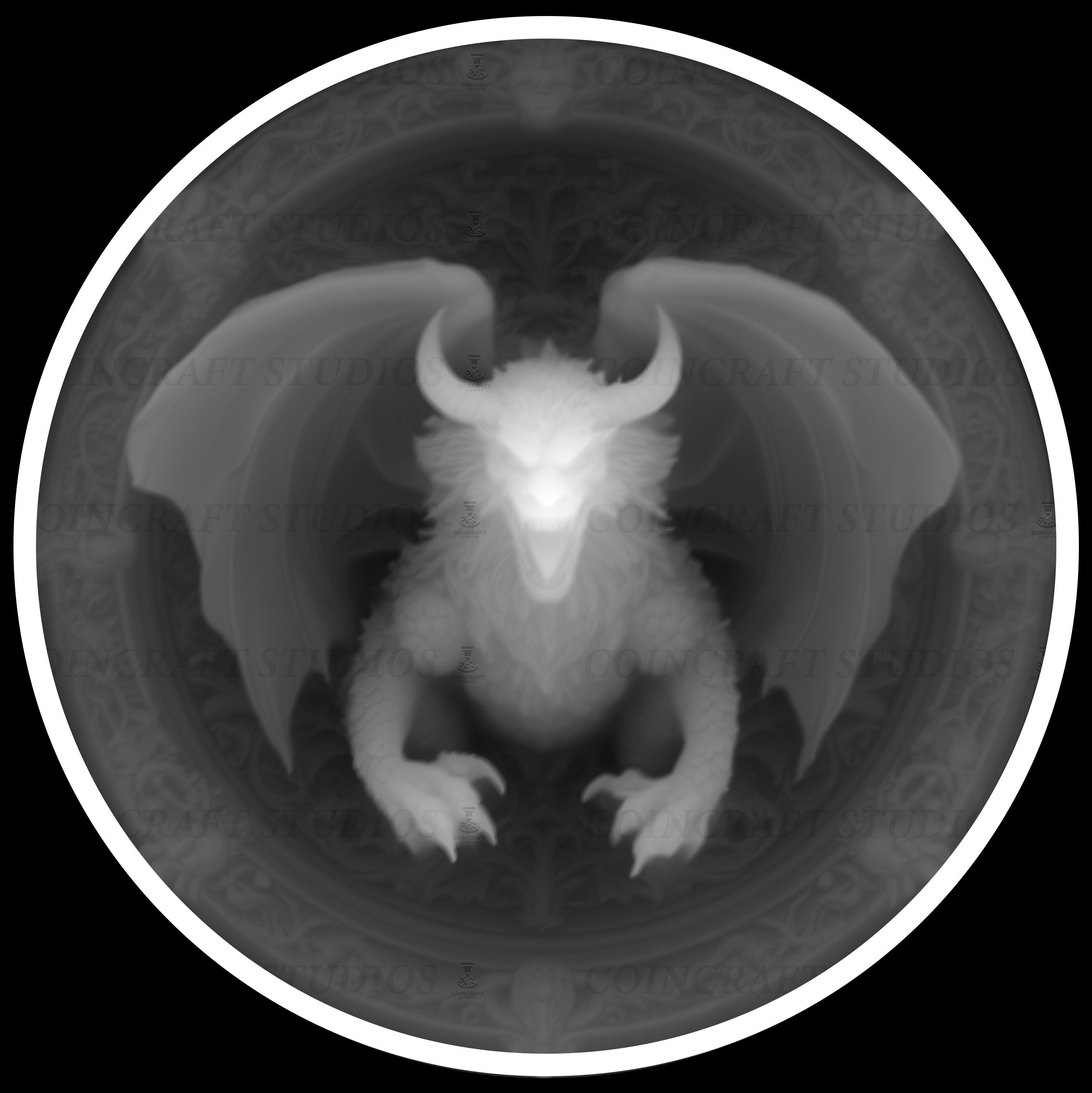 Mythical Dragon Beast Depth Map – Premium Grayscale Design for CNC ...