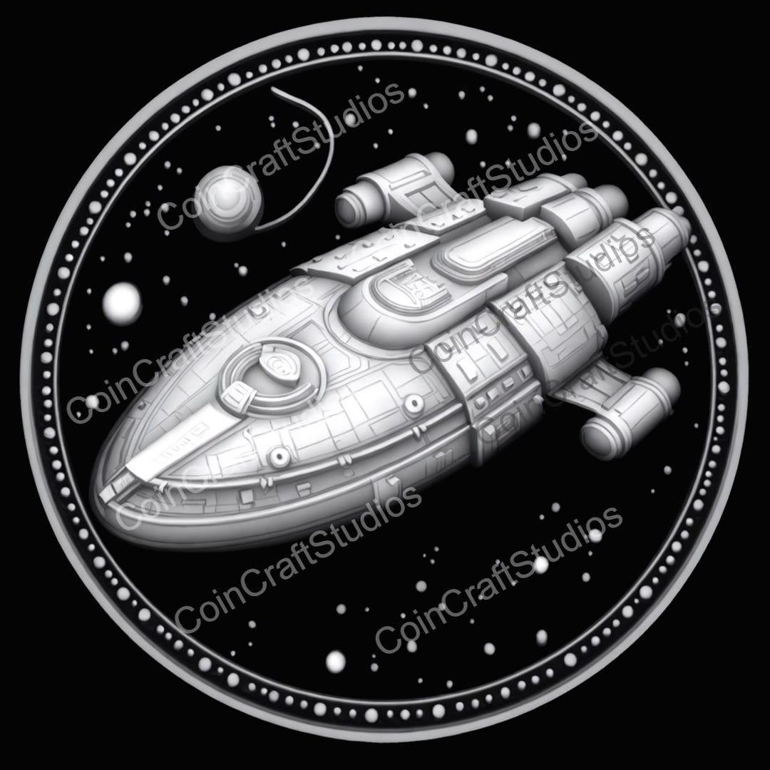 Galactic Cruiser Depth Map Coin for CNC & Fiber Laser Engraving Custom ...