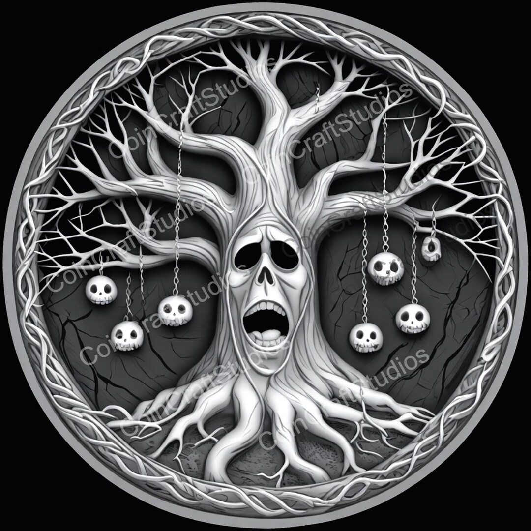 Eternal Tree Depth Map Coin for CNC & Fiber Laser Engraving | Custom ...