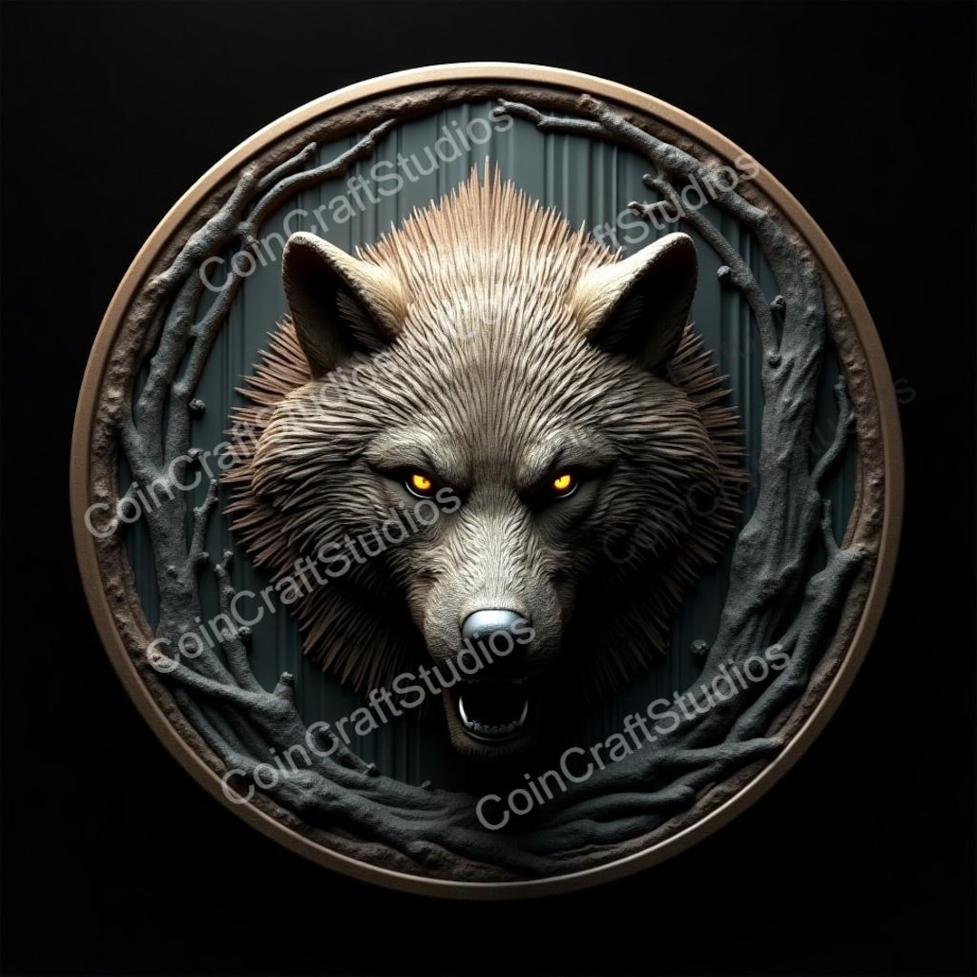 Lone Wolf Map Coin for CNC & Fiber Laser Engraving Custom Coins and ...