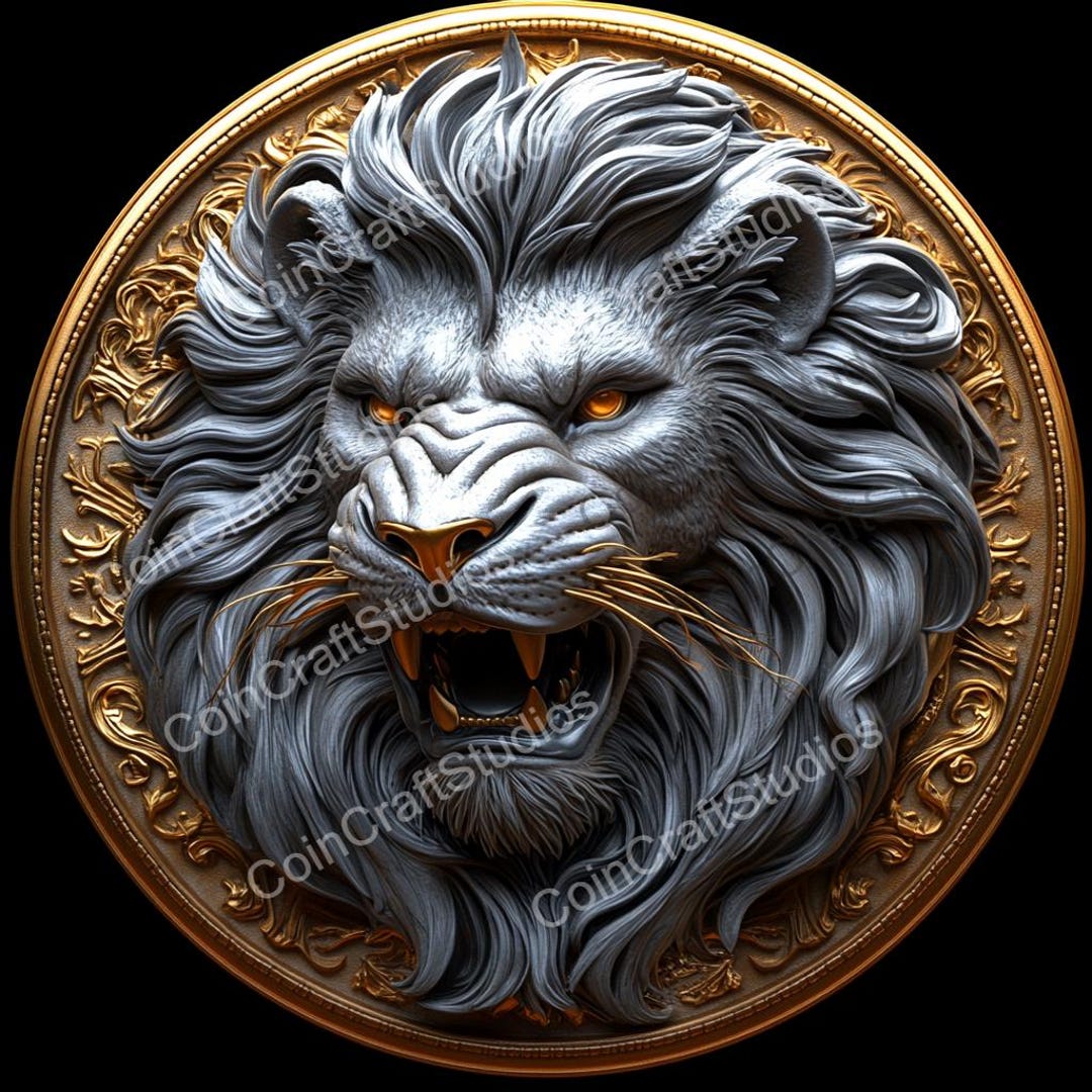 Roaring Majesty Depth Map Coin for CNC & Fiber Laser Engraving Custom ...