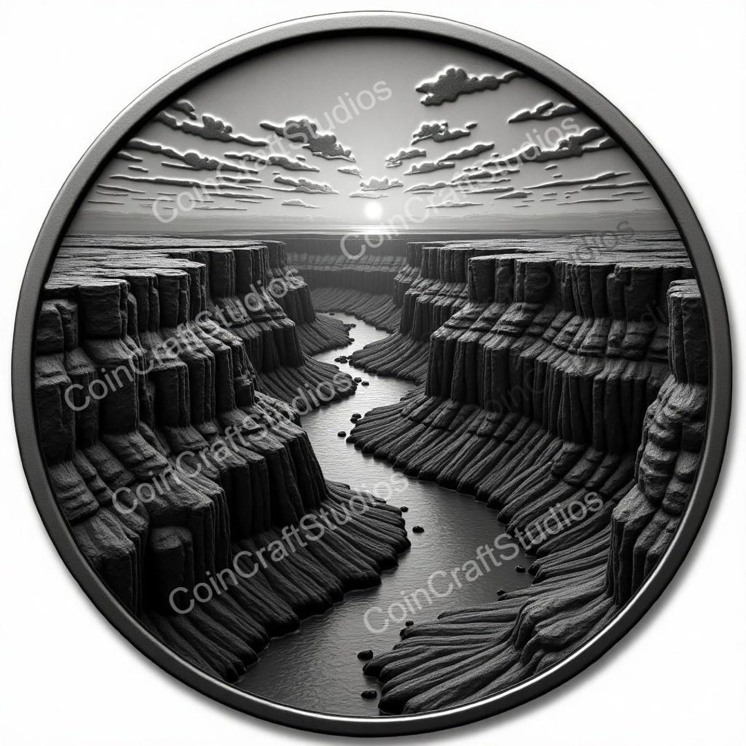 Canyon Stream Depth Map Coin for CNC & Fiber Laser Engraving Custom ...