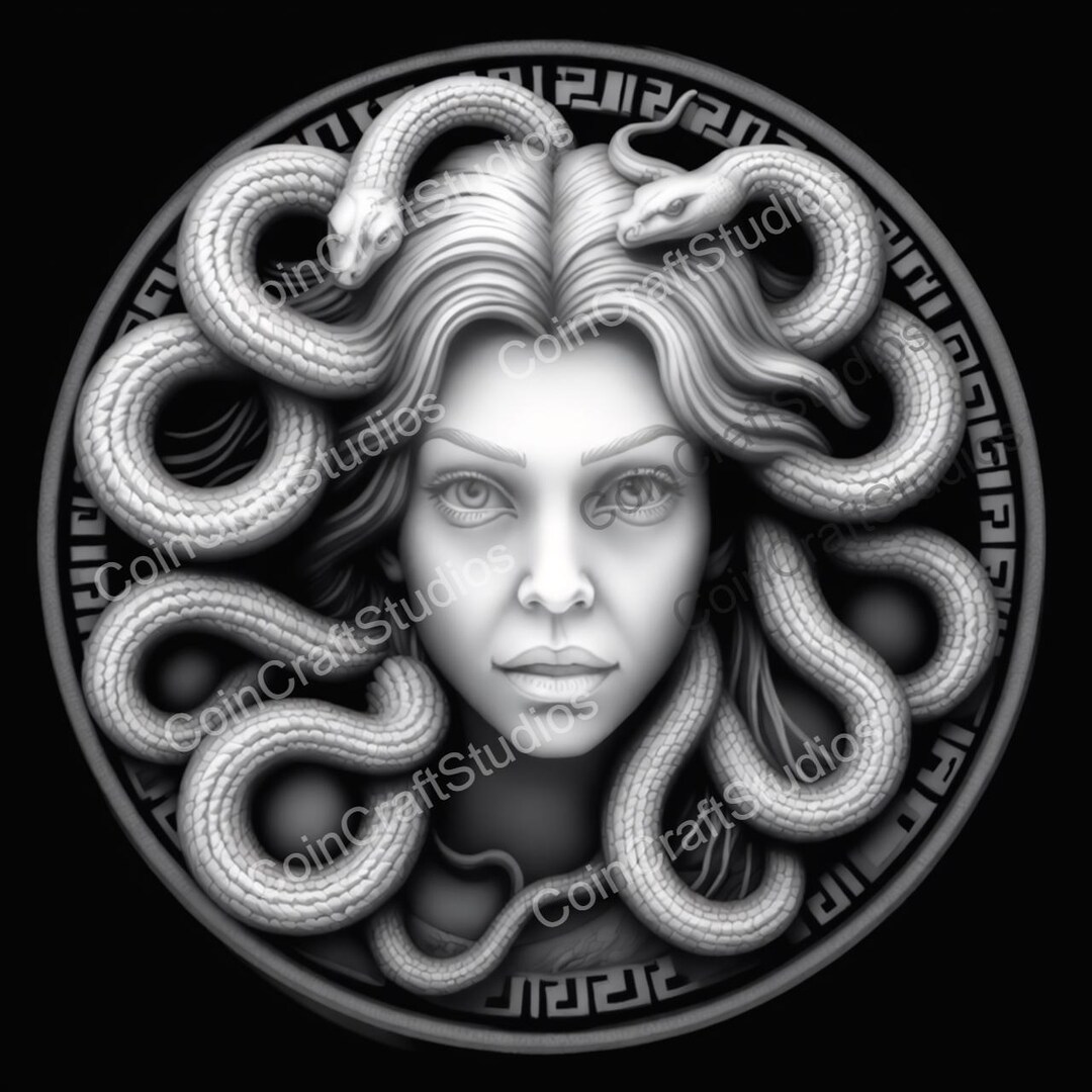 Medusa's Gaze Depth Map Coin for CNC & Fiber Laser Engraving Custom ...