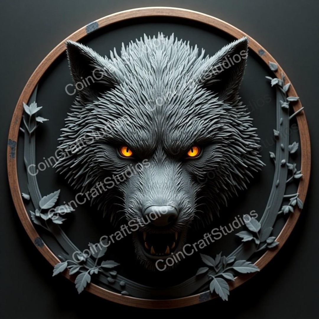 Celtic Wolf Depth Map Coin for CNC & Fiber Laser Engraving | Custom ...