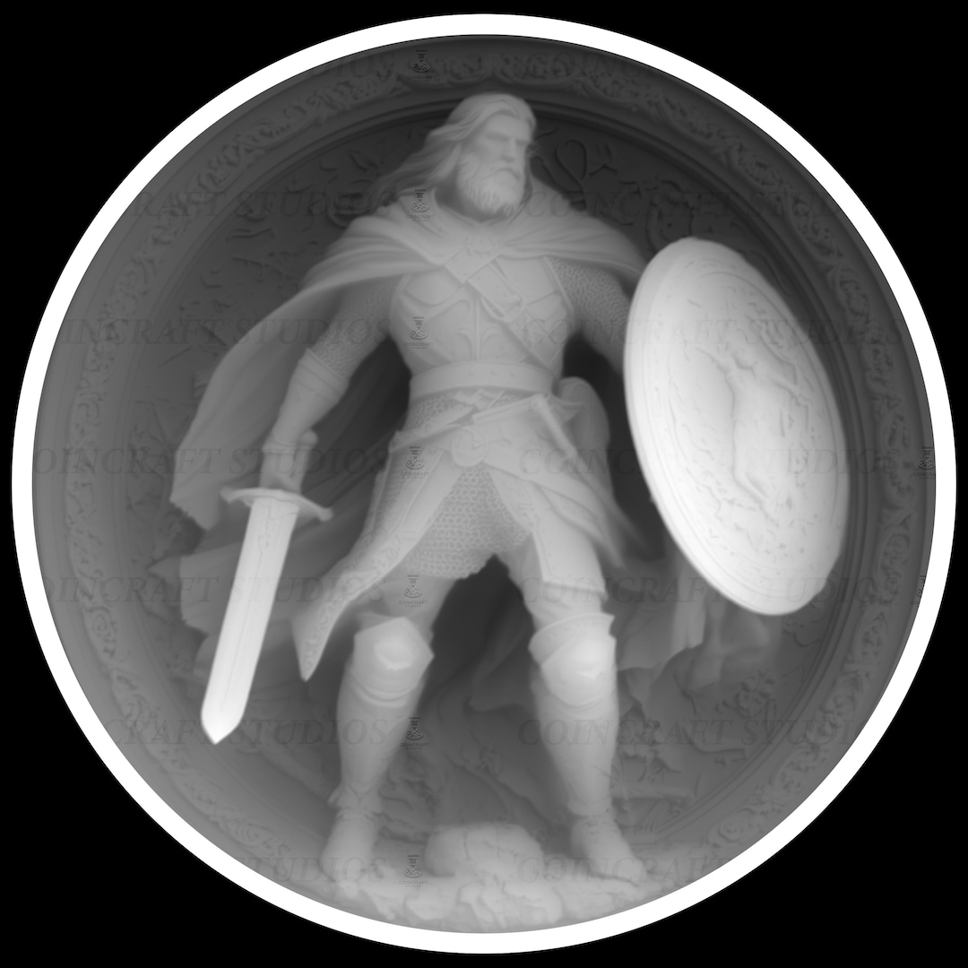 3D Depth Map for Laser Engraving & CNC – Viking Shieldbearer Coin ...