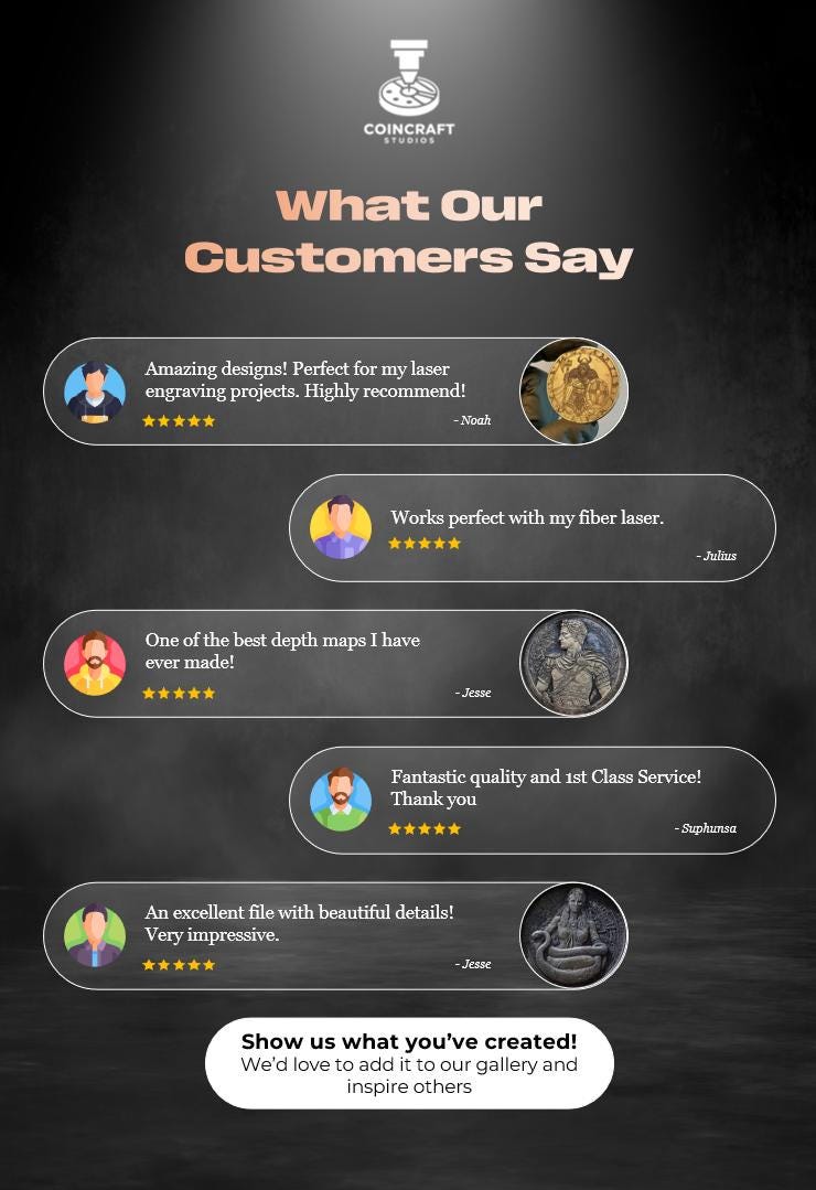 Star Launch Depth Map Coin for CNC & Fiber Laser Engraving Custom Coins ...