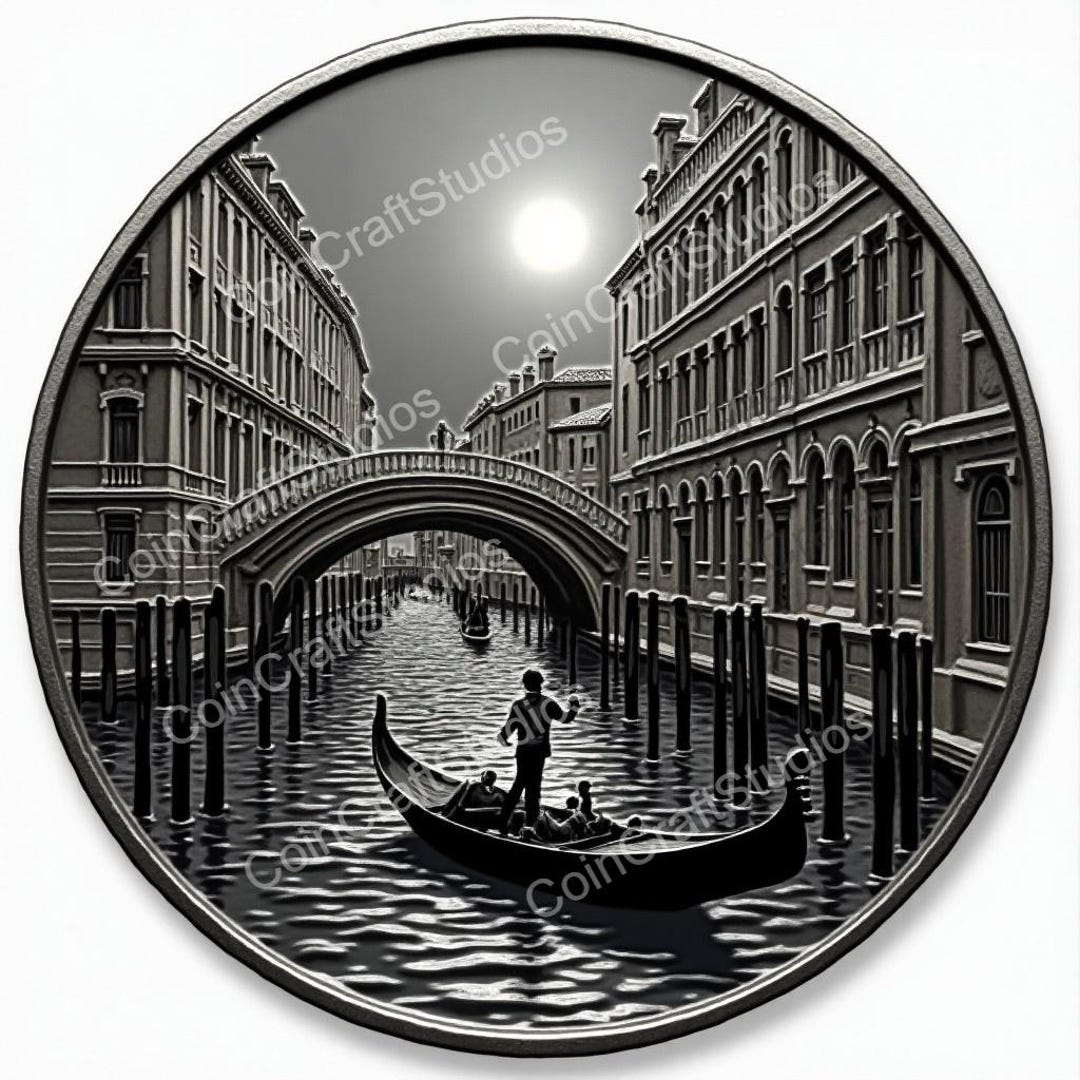 Venice Nights Depth Map Coin for CNC & Fiber Laser Engraving | Custom ...