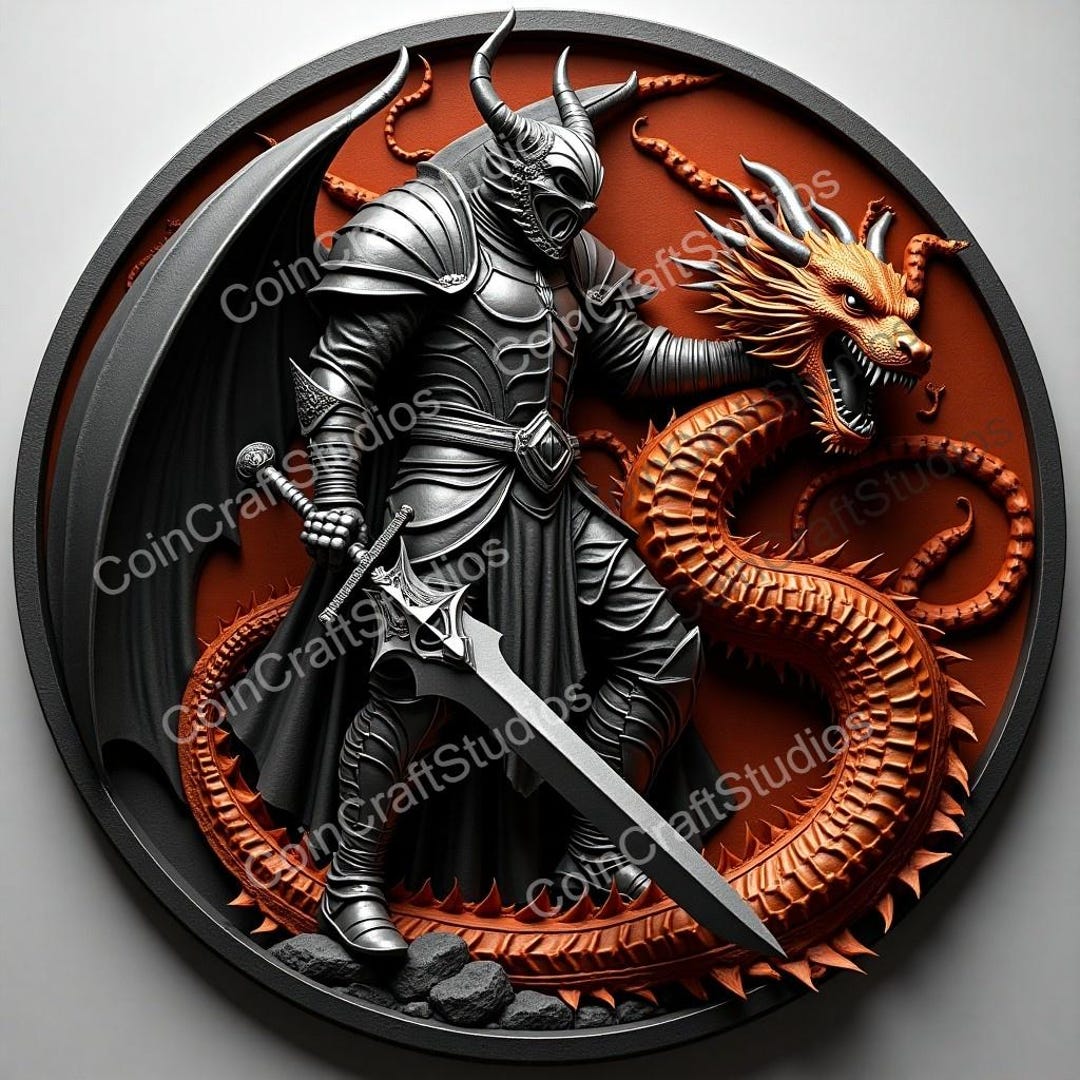 Wyrm Slayer Depth Map Coin for CNC & Fiber Laser Engraving | Custom ...