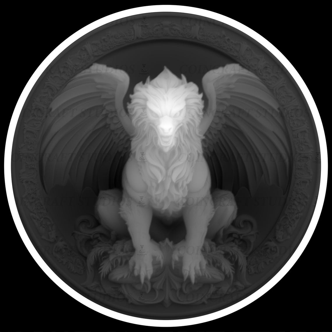 Fantasy Griffin Design for Laser Engraving | Depth Map for Fiber & CNC ...