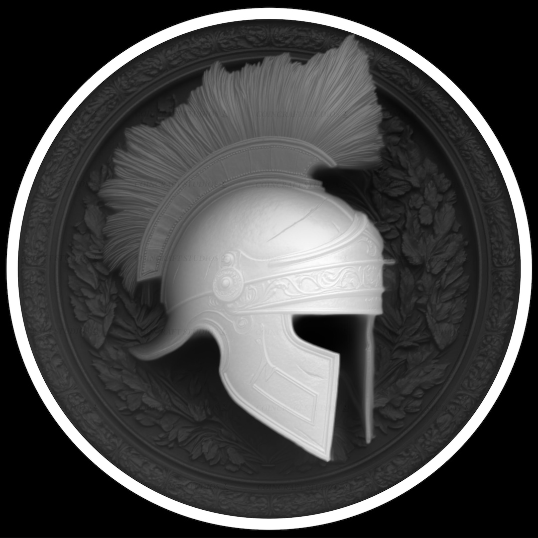 Roman Helmet Warrior Coin | 3D Depth Map PNG | Laser Engraving File for ...