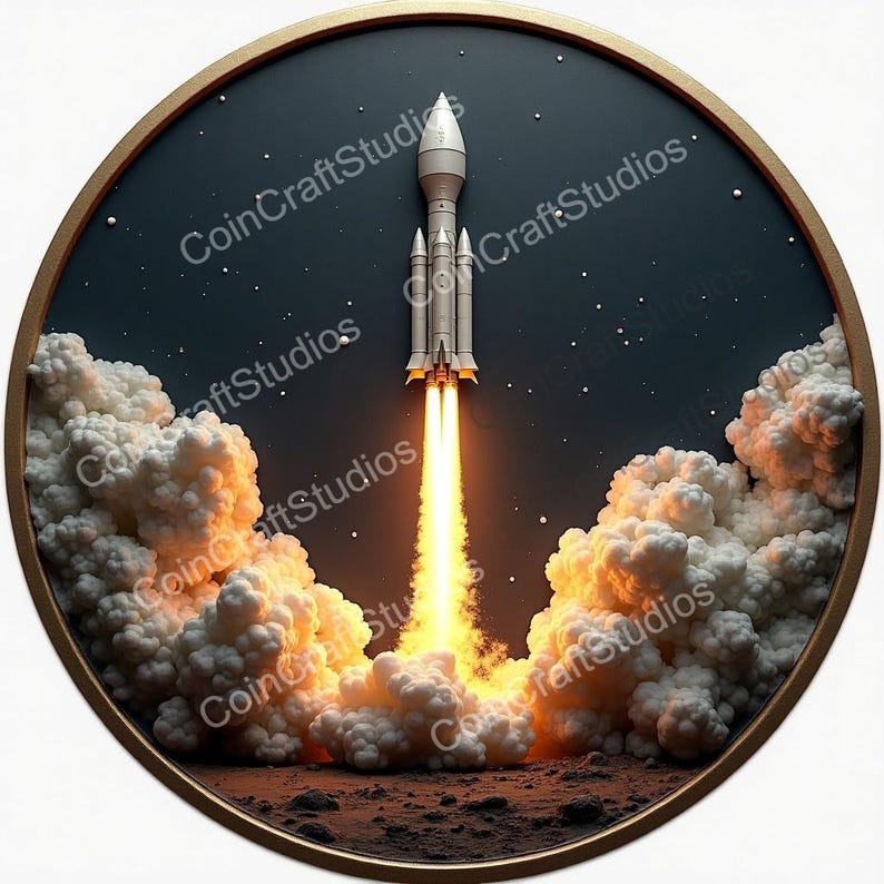 Star Launch Depth Map Coin for CNC & Fiber Laser Engraving Custom Coins ...