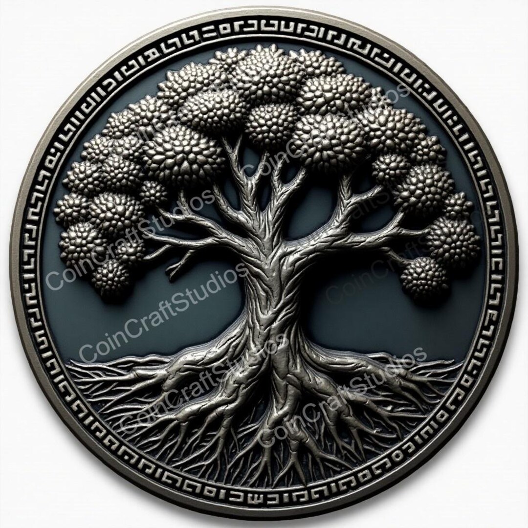 Tree of Eternity Depth Map Coin for CNC & Fiber Laser Engraving Custom ...