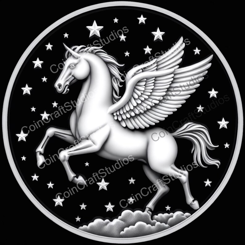Starlight Pegasus Depth Map Coin for CNC & Fiber Laser Engraving Custom ...