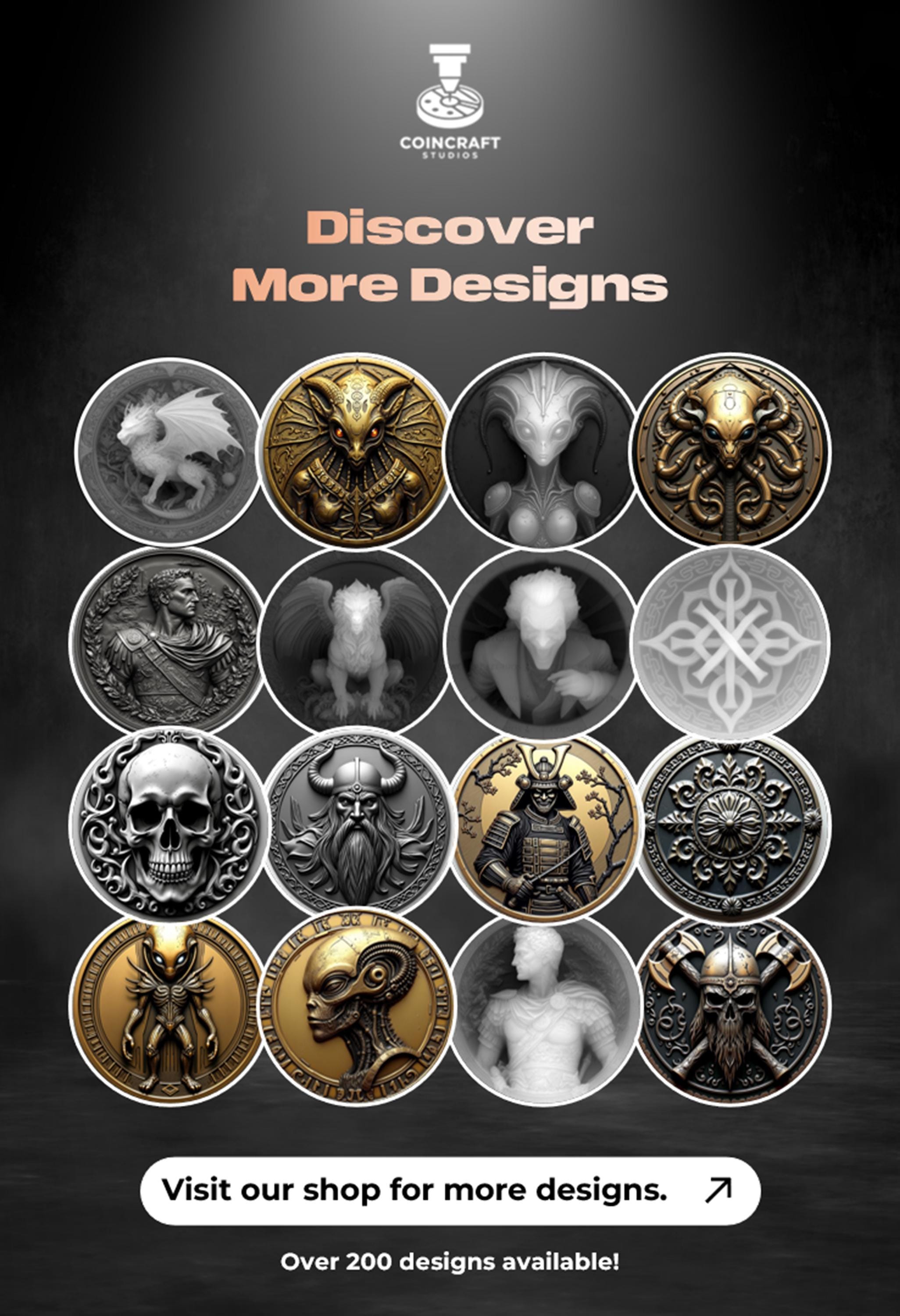 Evil Wolf Depth Map Coin | Depth Map for CNC & Fiber Laser Engraving ...