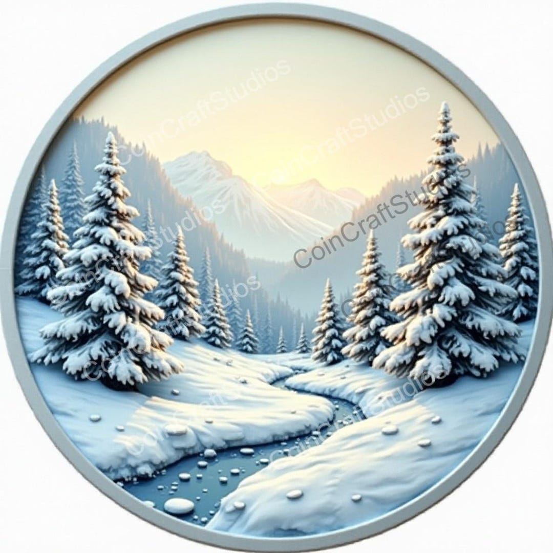 Snowy Path Depth Map Coin for CNC & Fiber Laser Engraving Custom Coins ...