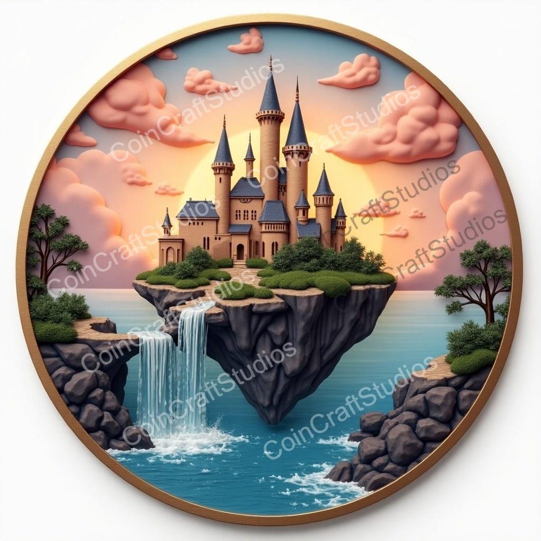 Enchanted Castle Depth Map Coin for CNC & Fiber Laser Engraving Custom ...