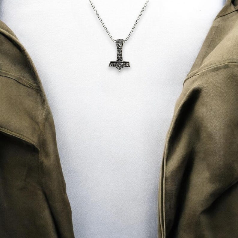 925 Sterling Silver Small Thor’s Hammer Mjolnir Pendant, Norse Viking ...