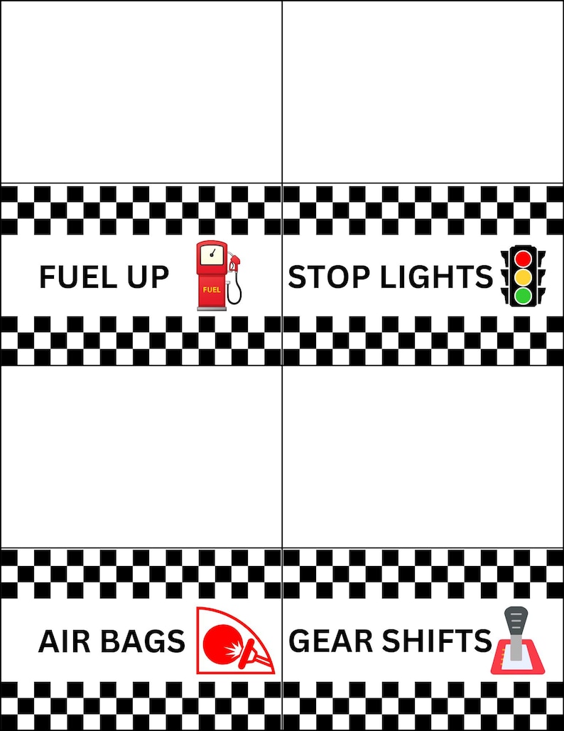 Race Car Party Placecards for Food - Etsy
