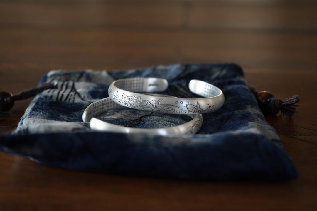 999 Fine Silver Lotus Fish Bangle: Hmong Miao Ethnic Bracelet - Etsy