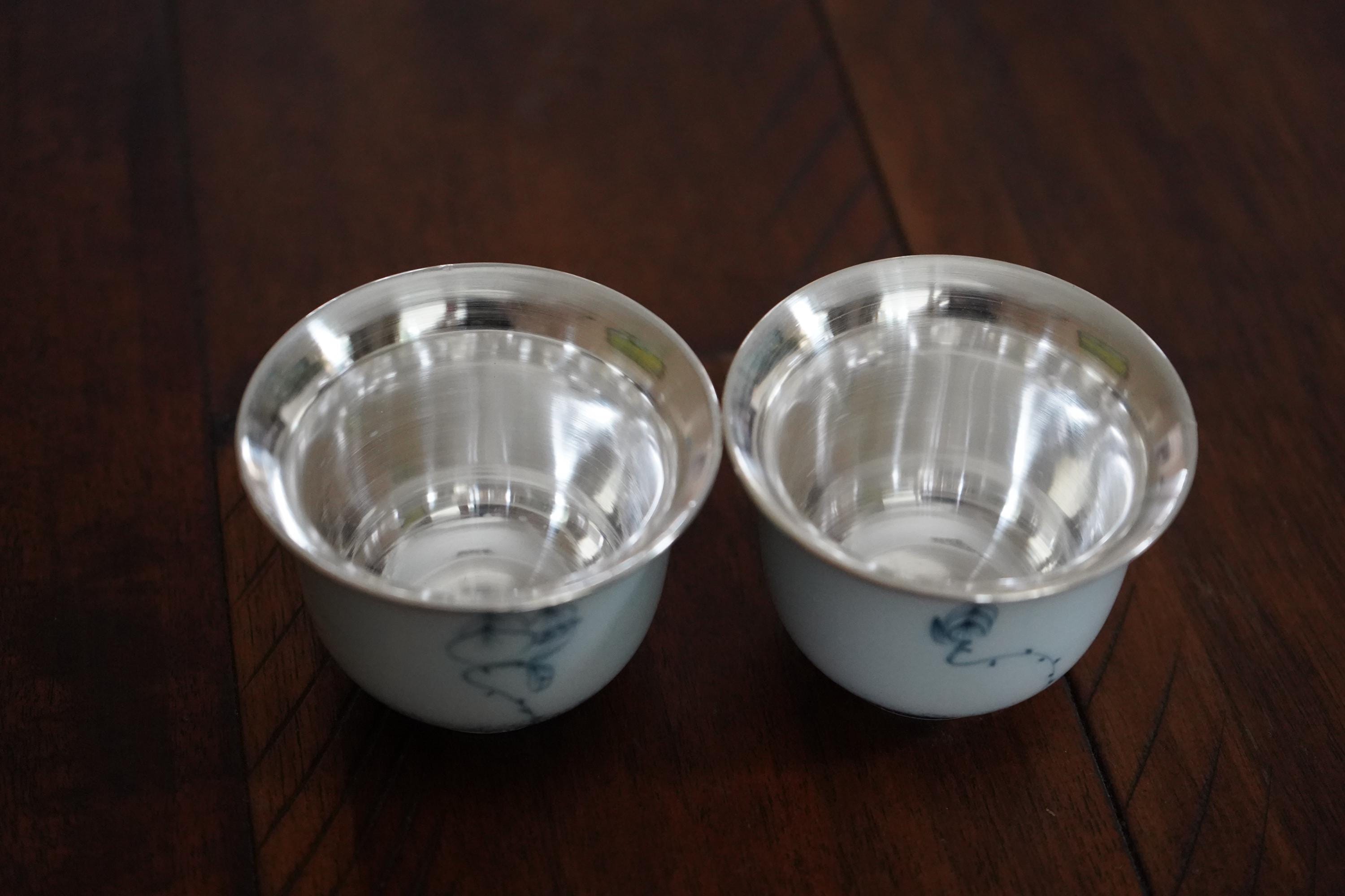 990 Fine Silver Tea Cup: Hmong Watercolor Lotus Design - Etsy