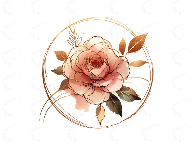 10 Rose Gold Flower Clipart Watercolor Floral Crafts Abstract Wall Art ...
