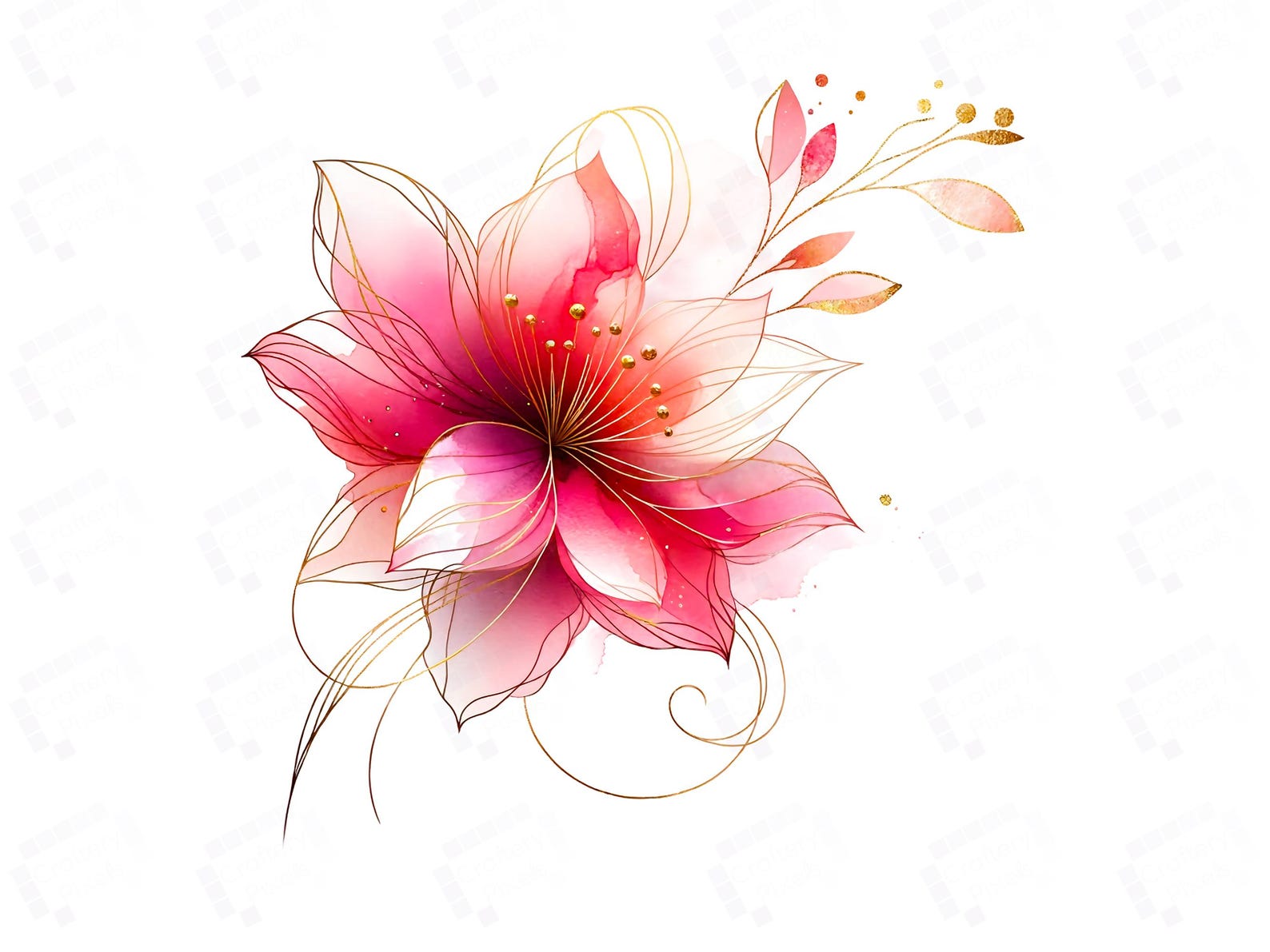 10 Abstract Flowers Clipart Bundle Digital Craft Pink Floral Printable ...