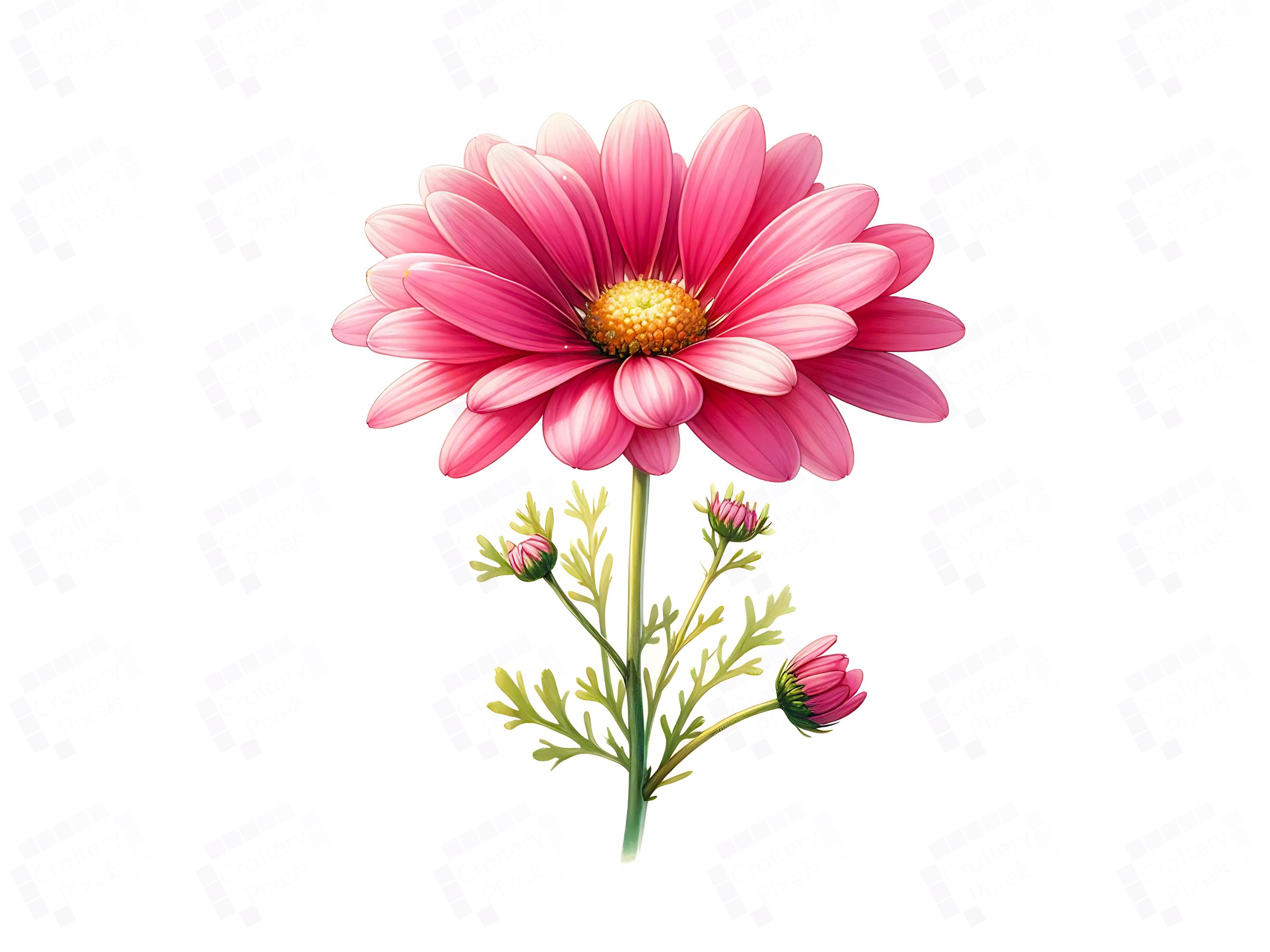 10 April Birth Month Flower Clipart Watercolor Pink Daisy Boho Pictures ...