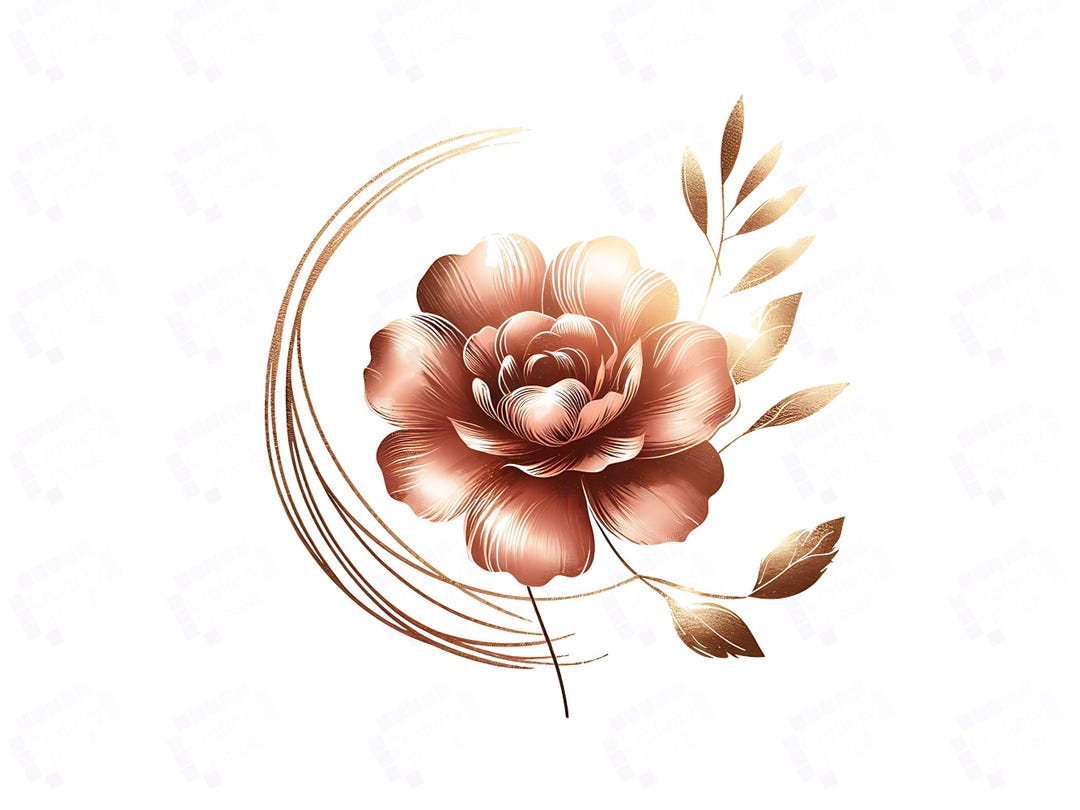 10 Rose Gold Flower Clipart Watercolor Floral Crafts Abstract Wall Art ...