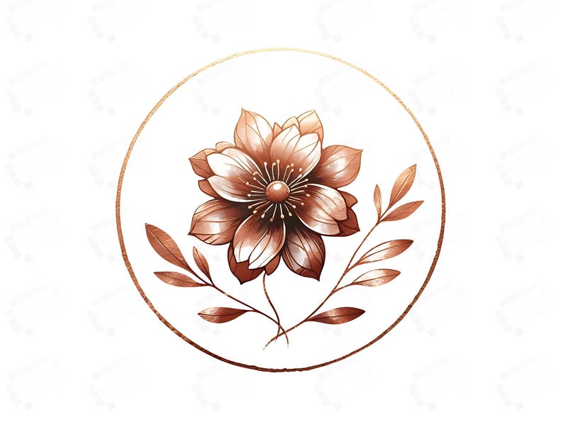 10 Copper Flower Clipart Watercolor Floral Boho Crafts Abstract Wall ...