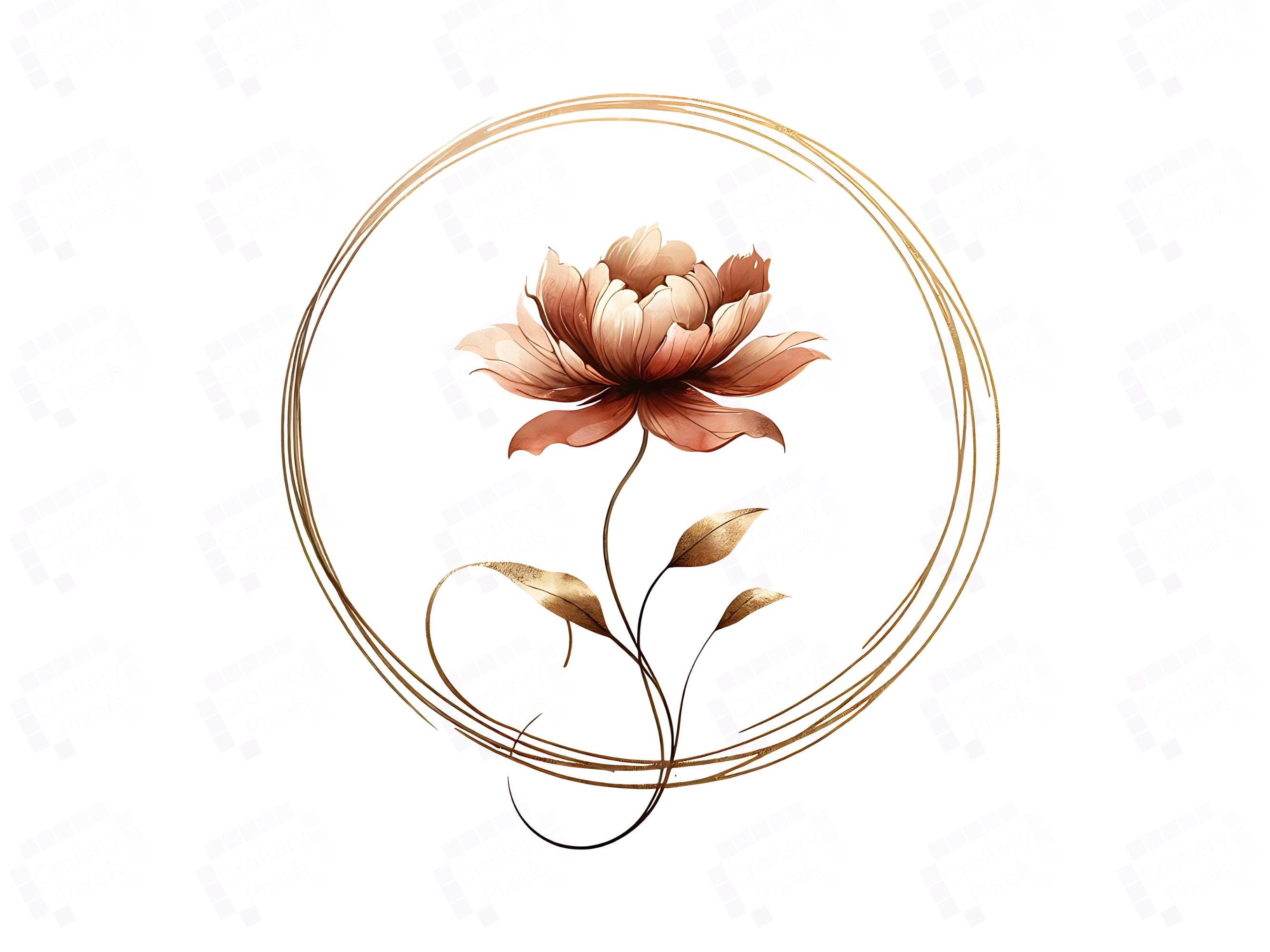 10 Copper Flower Clipart Watercolor Floral Boho Crafts Abstract Wall ...
