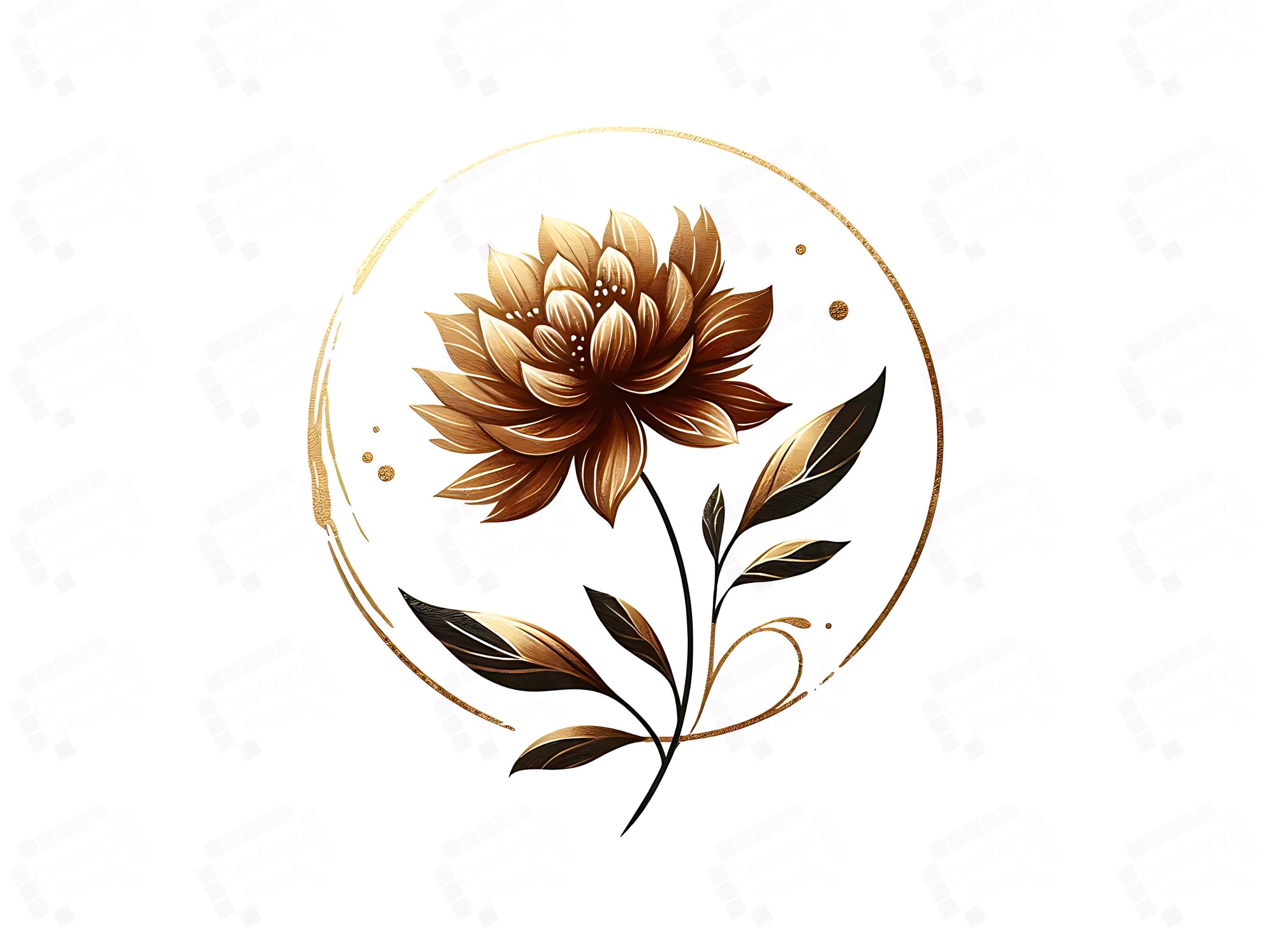 10 Bronze Flower Clipart Watercolor Floral Boho Crafts Abstract Wall ...