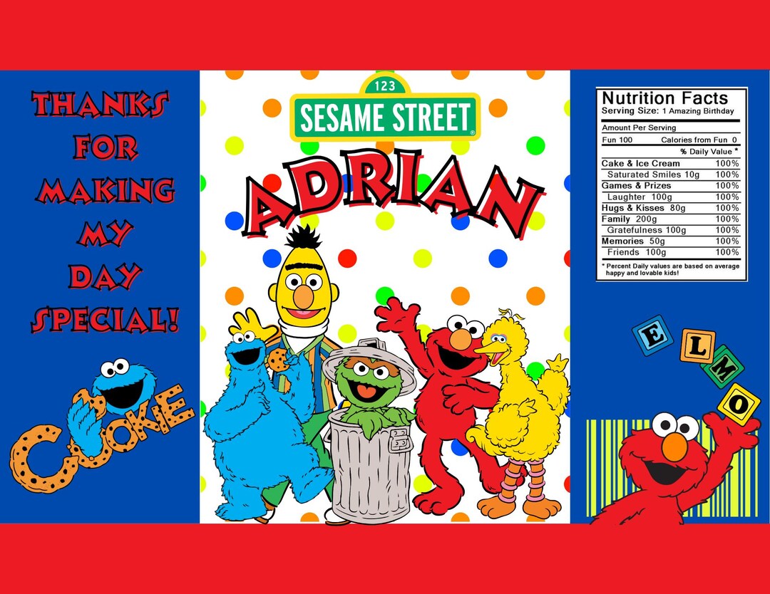 Editable Sesame Street Birthday Party Favors - Etsy