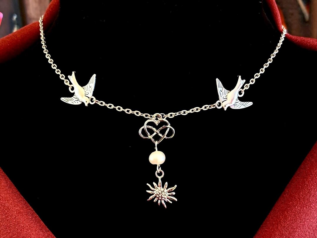 Flying Swallow Love Choker; Edelweiss Love Flower Necklace; Bucolic ...