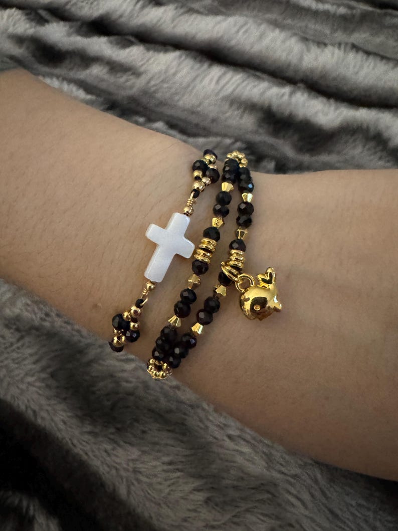 Black and Gold Bracelet Set - Etsy