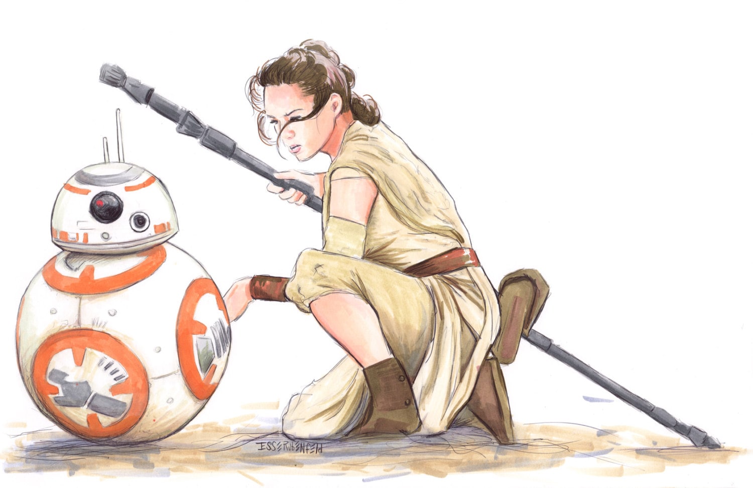 Rey and BB8 Print - Etsy