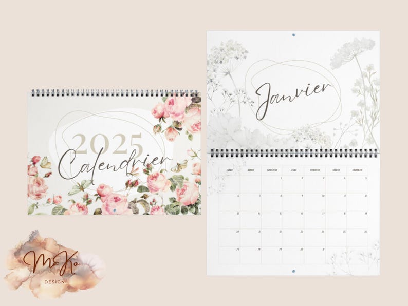 2025 Printable Wall Calendar Watercolor Floral Illustrations High ...