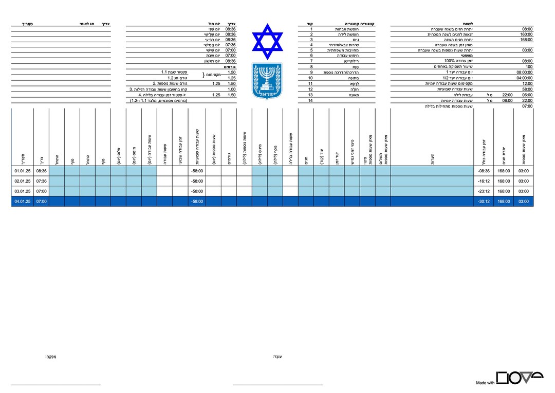 2025 Excel Time Sheet Israel Hebrew A4 Single User License - Etsy