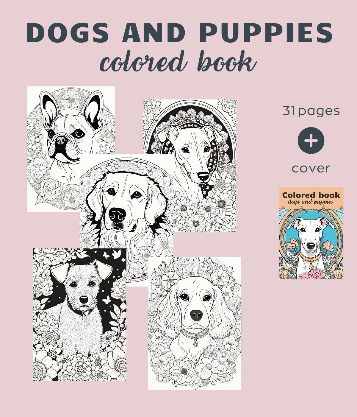 Printable Dog and Puppy Mandala Coloring Book 32 Pages Adult & Kids ...