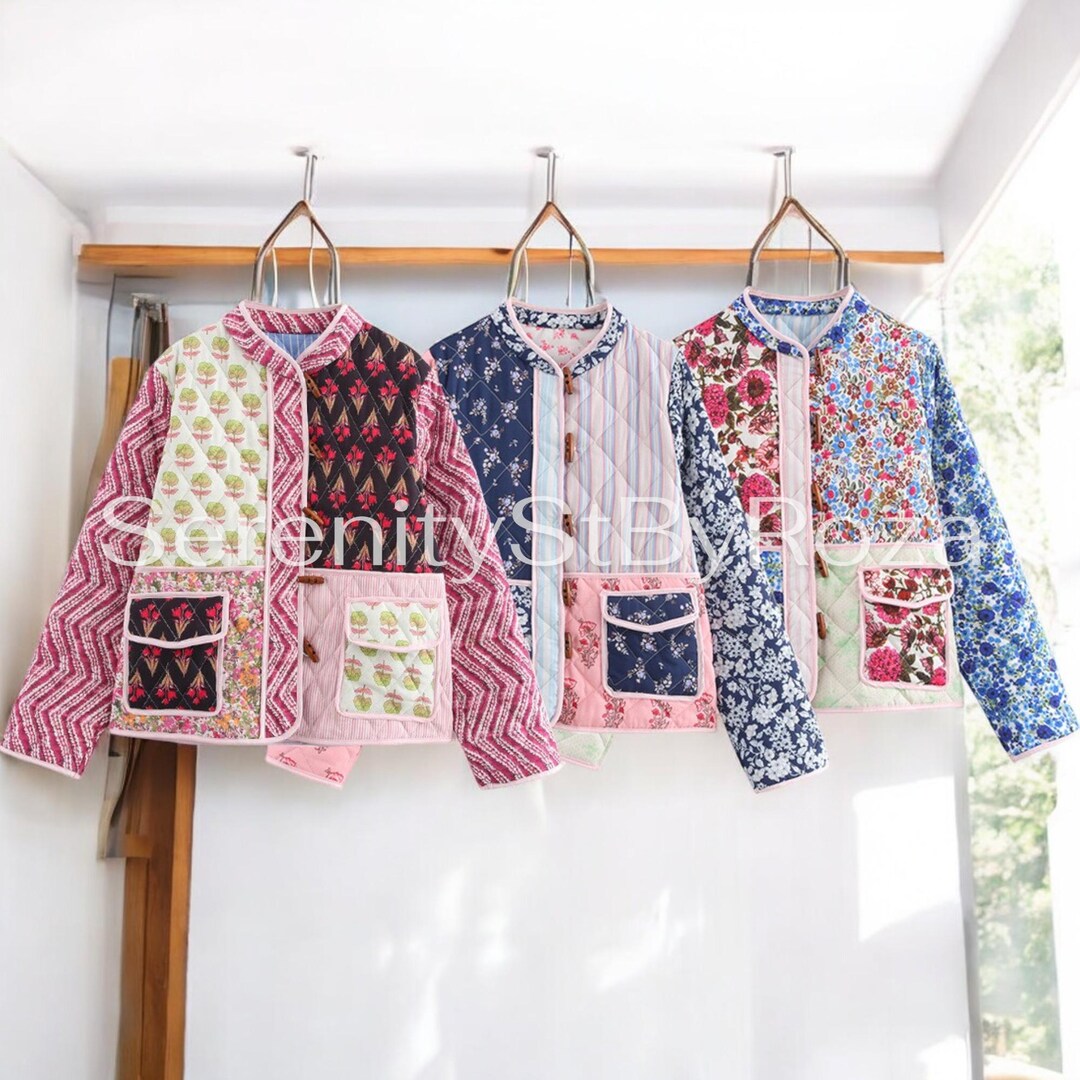 Boho Chic Colorful Quilted Jacket Cozy Winter Vest Vibrant Autumn Coat ...