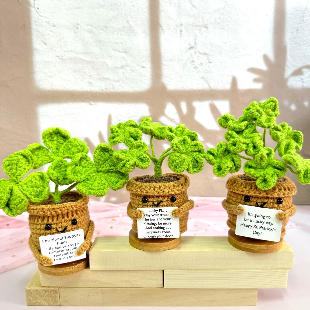 St. Patrick’s Day Gift,crochet Clover,four Leaf Clover,crochet Flower ...