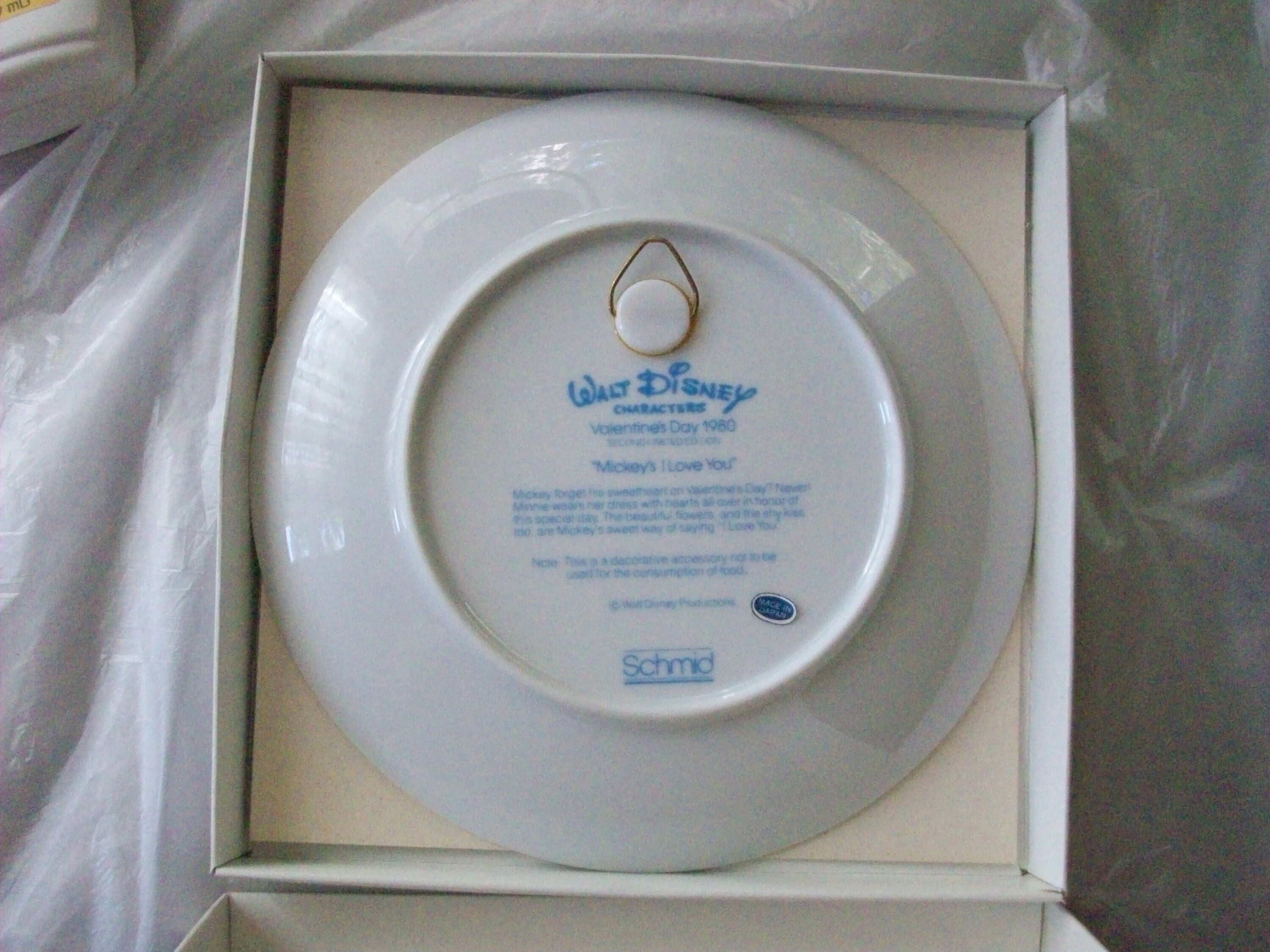 Disney's Mickey Mouse Plate I Love You Valentine's Day 1980 Mickey ...