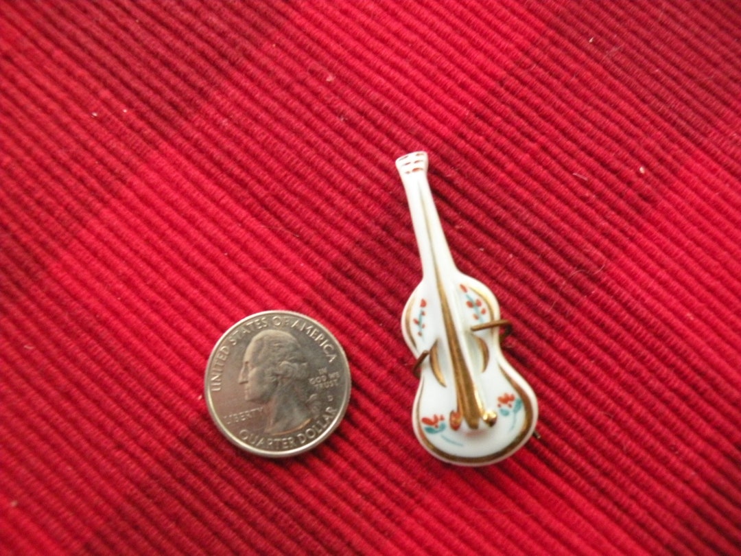 Limoges Miniature Guitar With Stand Mini Porcelain Instrument - Etsy