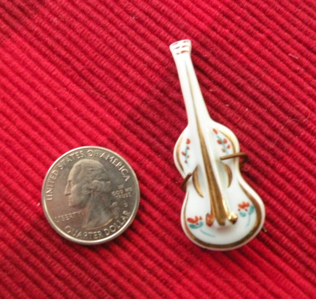 Limoges Miniature Guitar With Stand Mini Porcelain Instrument Music ...