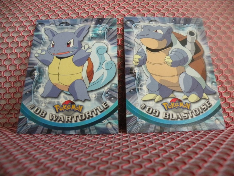 Pokémon 08 Wartortle and 09 Blastoise Topps Non-holo Topps Blue Logo ...