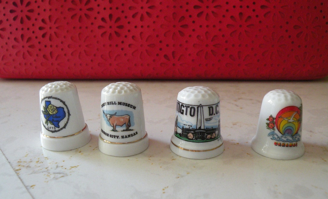 State Souvenir Porcelain Thimbles, Decorative Sewing Notion Gift ...