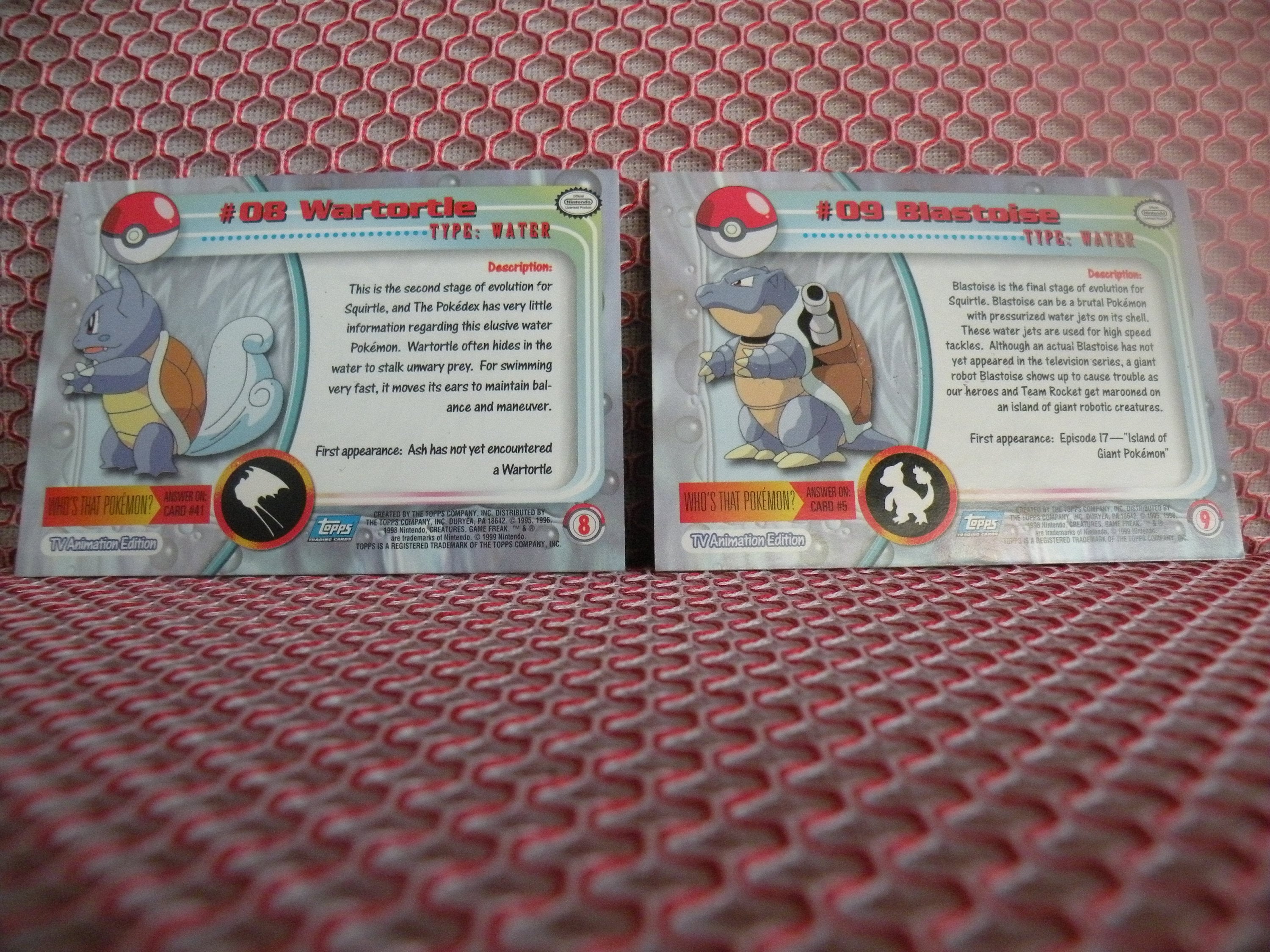 Pokémon 08 Wartortle and 09 Blastoise Topps Non-holo Topps Blue Logo ...