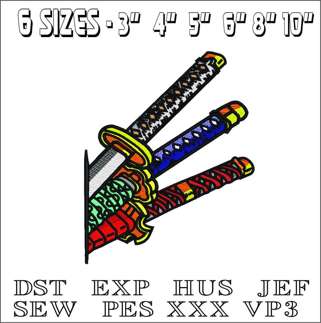 Colorful Swords - Machine Embroidery Design - DST, PES, VP3 & More ...