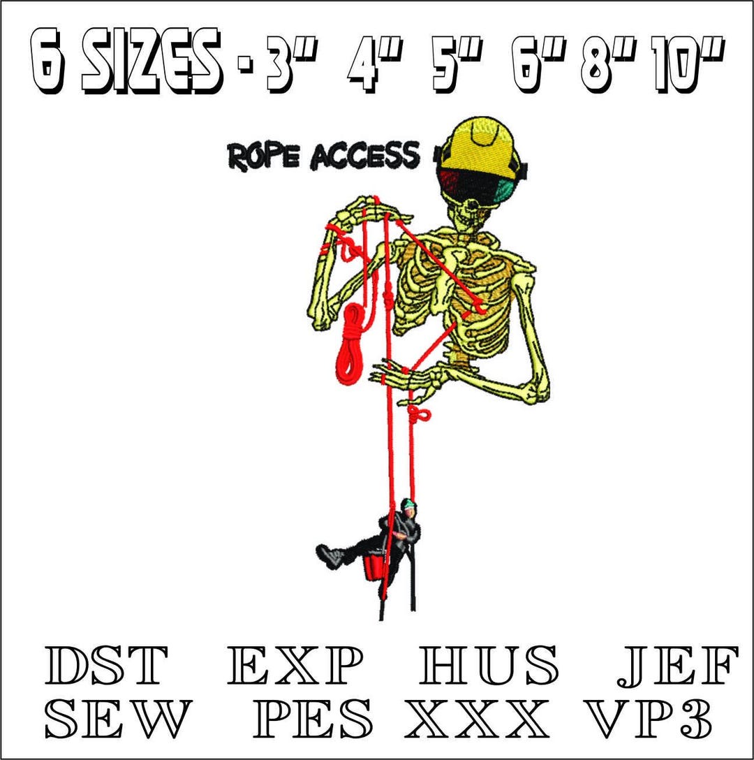 Skeleton Rope Access - Machine Embroidery Design - DST, PES, VP3 & More ...