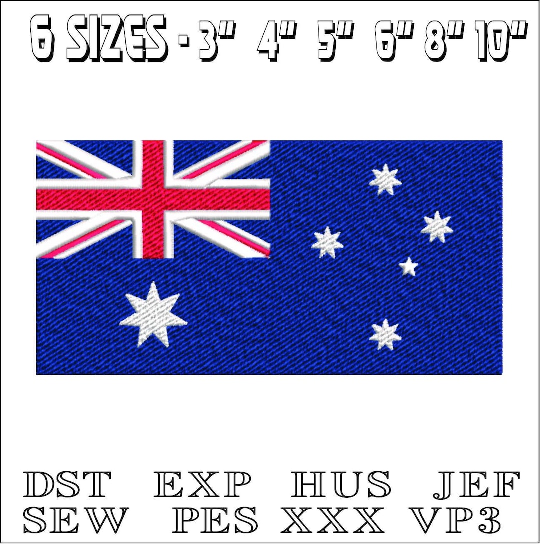 Australia Flag Embroidery File - Machine Embroidery Design - DST, PES ...