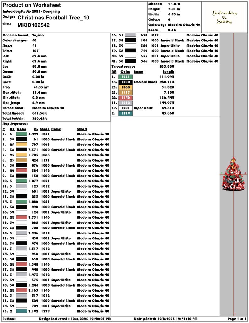 Christmas Tree of Footballs - Machine Embroidery Design - DST, PES, VP3 ...